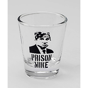 The Office 4 Piece Shot Glass Set (Dunder Mifflin, Prison Mike, Schrute Farms, and Bears, Beets, Battlestar Galactica))