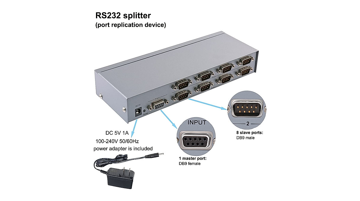 DTech 8 Port RS232 Splitter - Expand Your Serial Connections