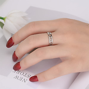 4pcs Hollow Out Roman Numeral Rings Set Stainless Steel Gold Plated Delicate Elegant Unisex Band Rings-7