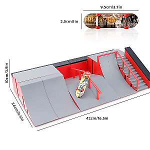KETIEE Fingerboard Skate Park Kit: 57pcs Finger Skateboard Ramp Set with Exclusive 31 Ramps 6 Mini Skateboards & Mini Bicycles, Huge Finger Skatepark Training Props Toys Gifts for Kids Ages 6 and up