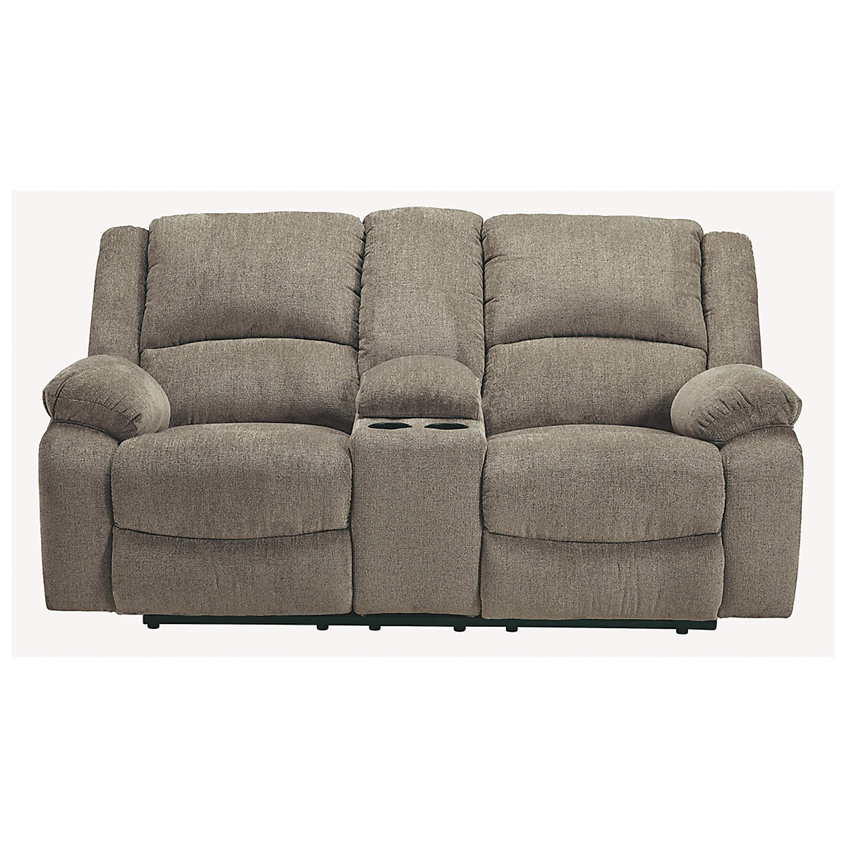 Signature Design by Ashley Draycoll Manual Double Reclining Loveseat with Center Console, Light Brown
