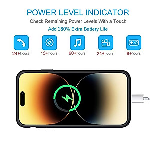 Battery Case for iPhone 14 Pro Max, Newest 10800mAh Portable Protective Charging Case with Wireless Charging Compatible with iPhone 14 Pro Max (6.7 inch) Battery Pack Charger Case with Carplay (Black)