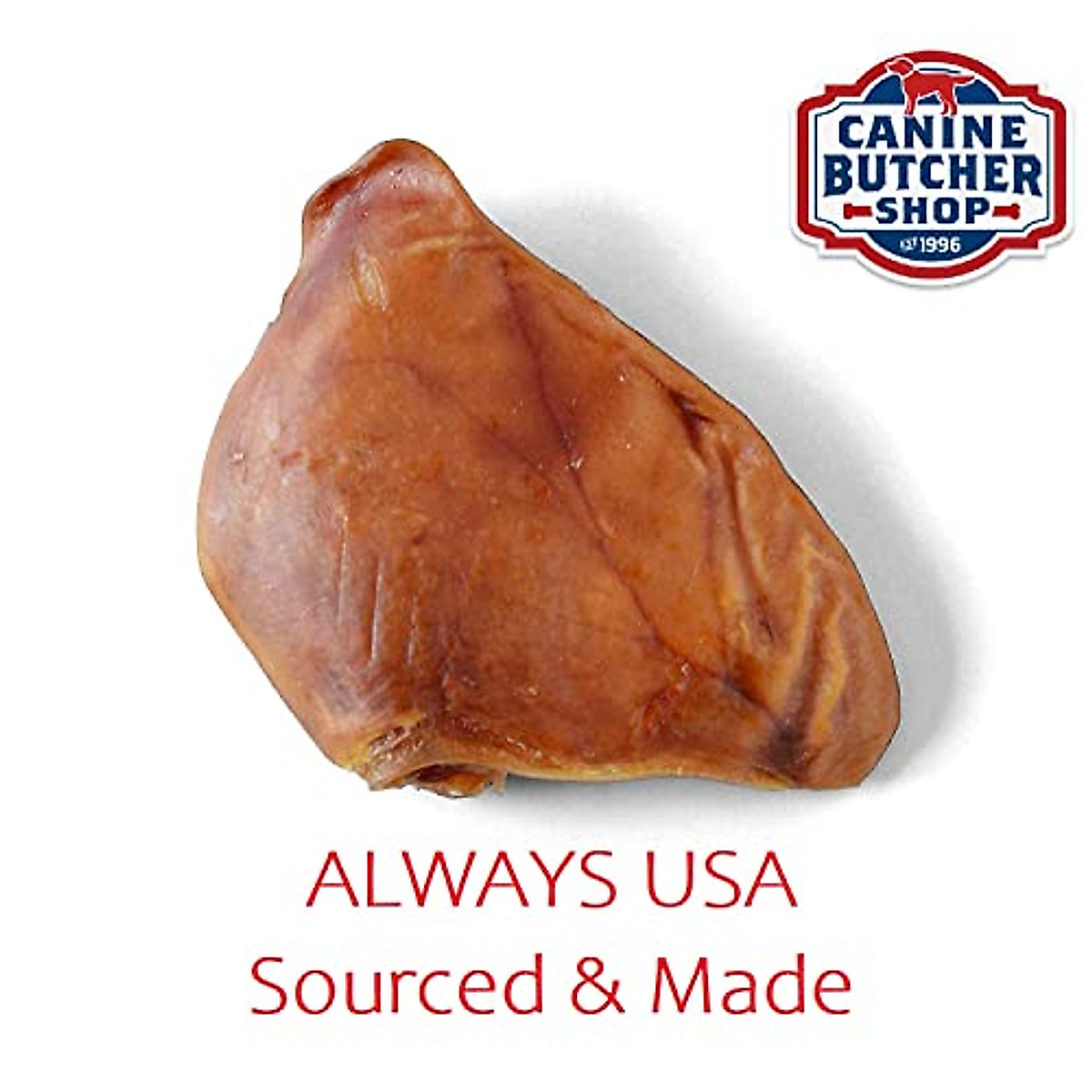 Canine Butcher Shop Always USA Made Pig Ears for Dogs, All Natural, Sourced in USA Pig Ears, Digestible Pork Dog Chew Treat (30-Pack)