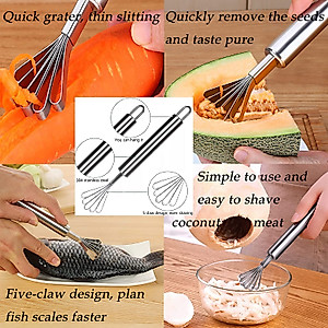 UnisonPet Coconut Opener Tool Set, Stainless Steel Coconut Opener Kit with Rubber Mallet Meat Removal Scraper, Coconut Drill Young & Mature Coconut Opening Tool