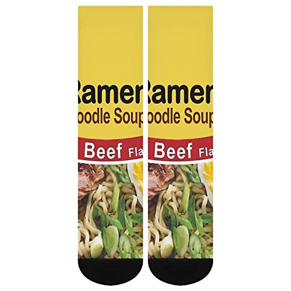 MYSTCOVER Beef Ramen Noodle Soup Flavor Socks for Women Socks for Men Crew Socks for Boys Mid Socks for Girls Stocking Stuffers for Teens Casual Athletic Sport Dress Socks