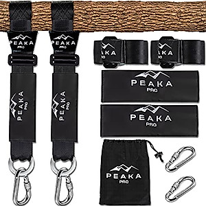 Peaka Pro Tree Swing Straps Hanging Kit - Adjustable 7-Foot Extra Long Hammock Tree Straps Portable, Swing Tree Straps with 2-Ton Tensile Strength - Tree Straps for Swings with Finger Pinch-Safe Cover
