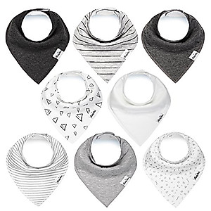 KiddyStar Organic Cotton Toddler Bibs: Bandana Bibs for Drooling, Teething, Feeding & Newborn Babies, Ultra Soft & Absorbent, 8 Pack