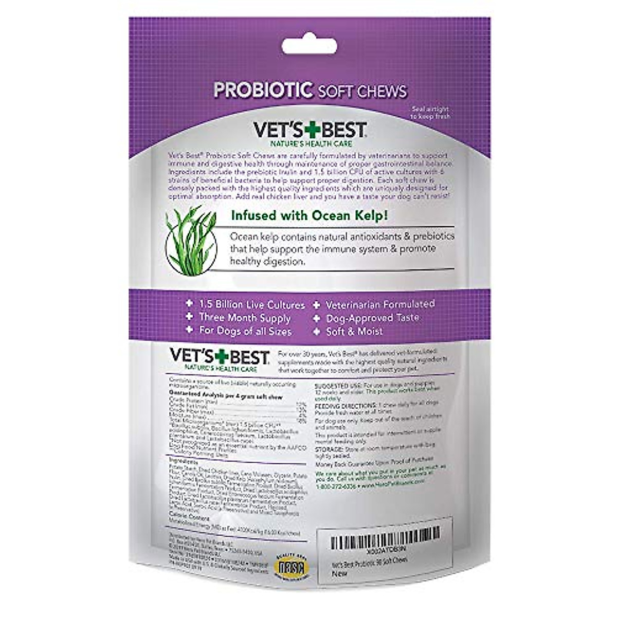 Vet's Best Probiotic Soft Chews Dog Supplements, 30 Day Supply
