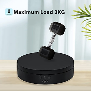 Mcbazel 360 Degree Rotating Display Stand, 5.4 Inch Motorized Spinning Platform, Electric Lazy Susan, Turntable Table Base for Photography, Jewelry, Watch, Cup - Max Load 3kg, Black