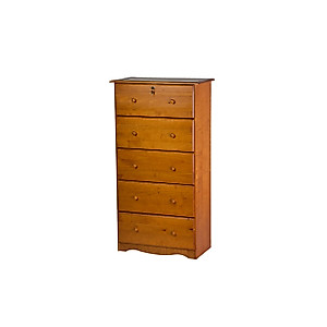 Palace Imports 100% Solid Wood 5-Super Jumbo Drawer Chest with Lock, Honey Pine, 31.75”w x 59.75”h x 17” d, Lock and Key Included. Requires Assembly.