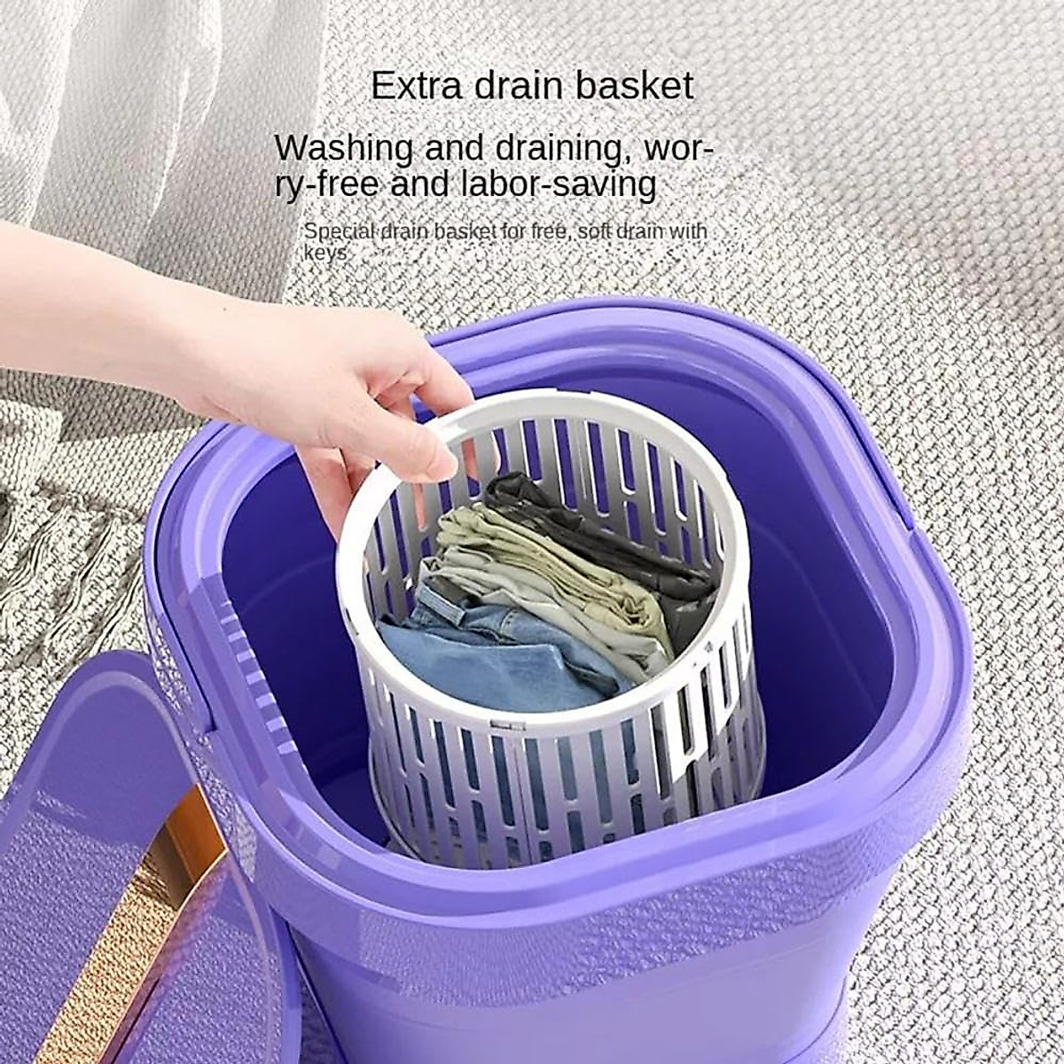 JCAKES Mini Washing Machine，8.5L Rechargeable Washing Machine,Portable Washing Machine and Dryer，Mini Washer， 3 Modes Automatic Spin Washer with Spin and Drain, for Socks, Baby Clothes, Underwear