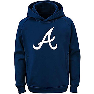 MLB Youth 8-20 Polyester Performance Primary Logo Pullover Sweatshirt Hoodie & T-Shirt 2 Pack Set (10-12, Atlanta Braves)