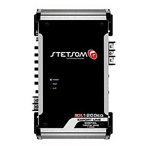 Stetsom EX 1200 EQ 1 Ohm Mono Car Audio Amplifier, 1200.1 1.2K Watts RMS, 1Ω Stable Full Range HD Sound Quality MD Crossover HPF LPF Bass Boost Front Rear Bridge Speaker
