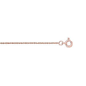 Jewelry Affairs 14k Real Solid Gold Rope Chain Necklace, 0.5mm (20 Inches, Rose Gold)