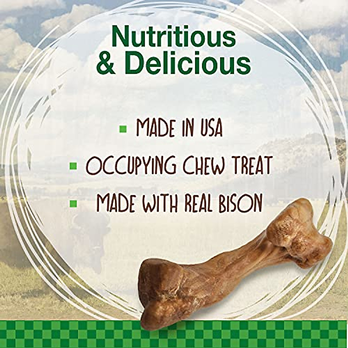 Nylabone Healthy Edibles WILD Natural Long-Lasting Dog Treats - Dog Bone Treats - Bison Flavor, Small (16 Count)