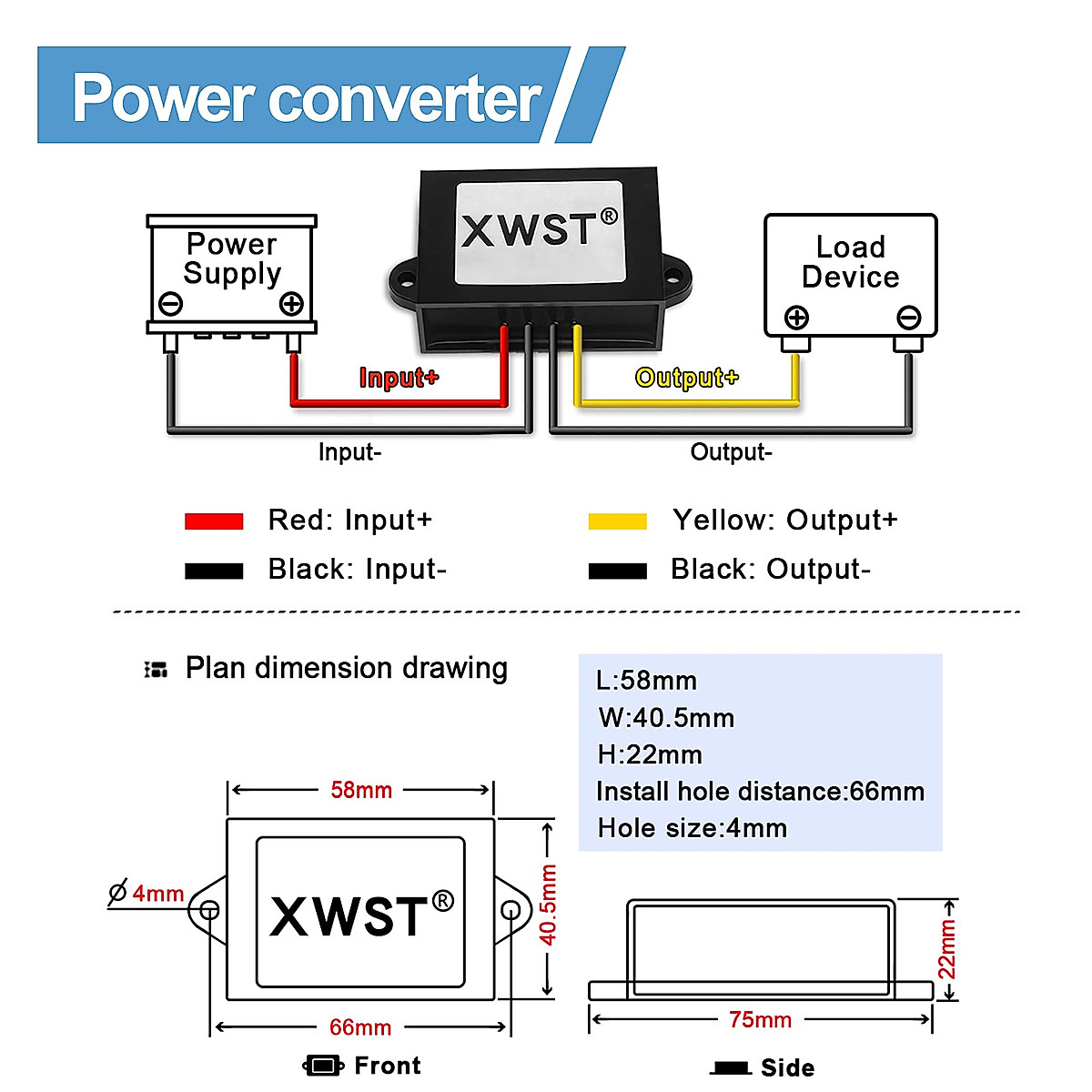 XWST DC 24V Step up to 48V 2A 96W Converter Voltage Converter, 48Volt regulator Waterproof DC/DC Boost Transformer Power Supply (24V to 48V 2A)