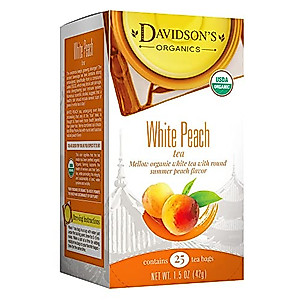 Davidson's Organics, White Peach, 25-count Tea Bags, Pack of 6