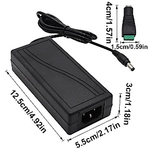 mxuteuk Security Camera Power Supply 12V 5A Power Supply AC Adapter 100-240V 50-60hz LED Power Transformers,with 8-Way Power Splitter Cable (2 Prong)