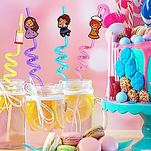 24 Encanto Party Favors Reusable Drinking Straws 8 Designs Great for Magic Movie Birthday Party Supplies with 2 Cleaning Brushes