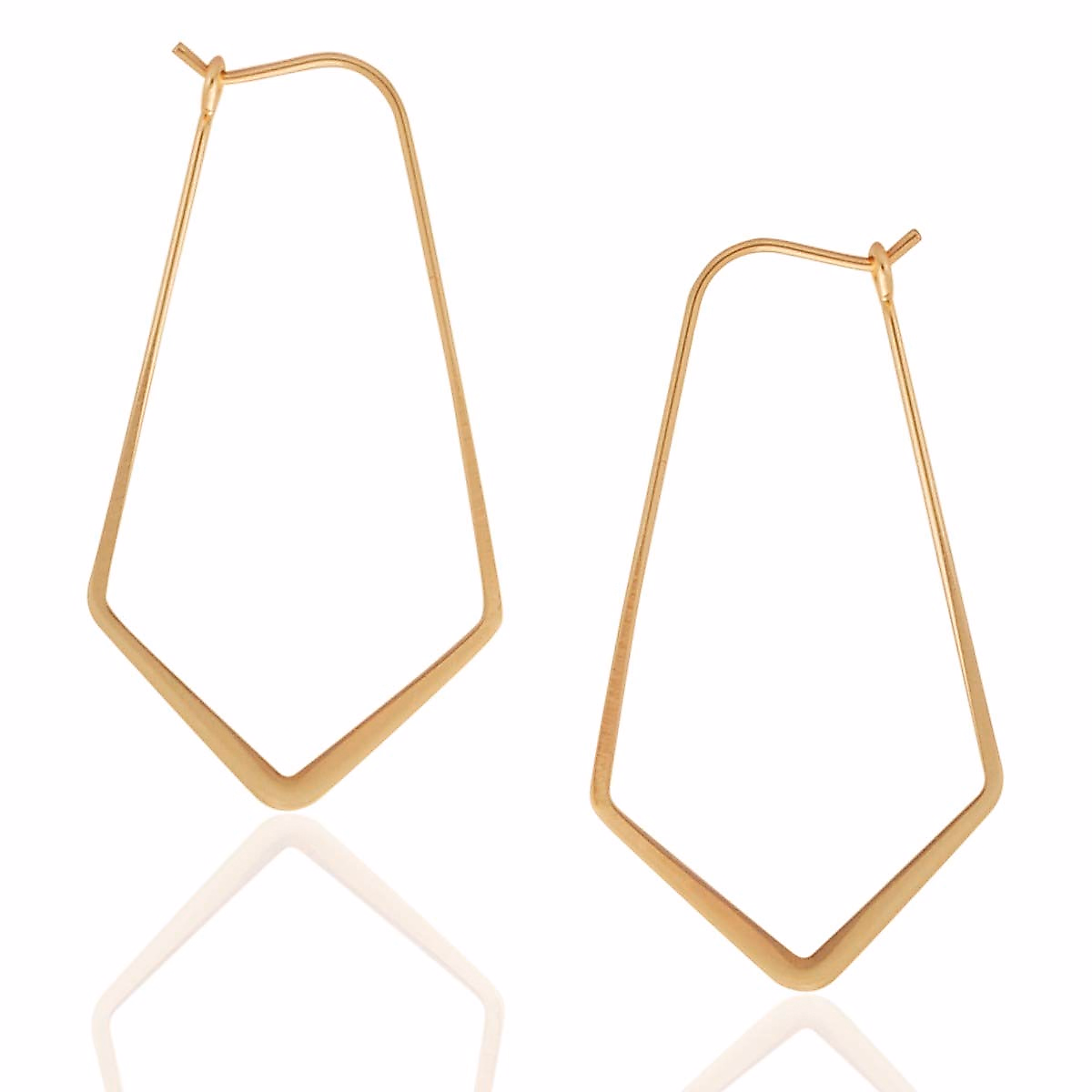 Humble Chic Geometric Chevron Threader Hoop Earrings - Lightweight Cutout Thin Wire Drop Dangles, 18K Yellow - 1.5 inch