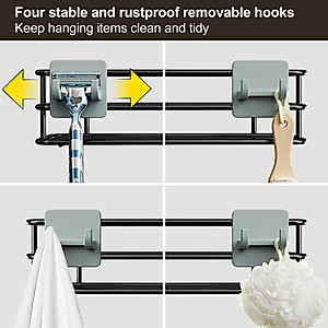 Orimade Adjustable Anti-Slip Hanging Shower Caddy Over Shower Head,Rustproof Bathroom Hanging Shower Organizer with 4 Hooks for Razor,No Drilling Shower Shelves Storage Rack,Black 4 Tier