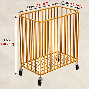 Gold Square Yoga Mat Holder with Wheels, Steel Frame Yoga Mat Storage Basket, Exercise Equipment for Home Workouts, Space Saving Yoga Mat Racks