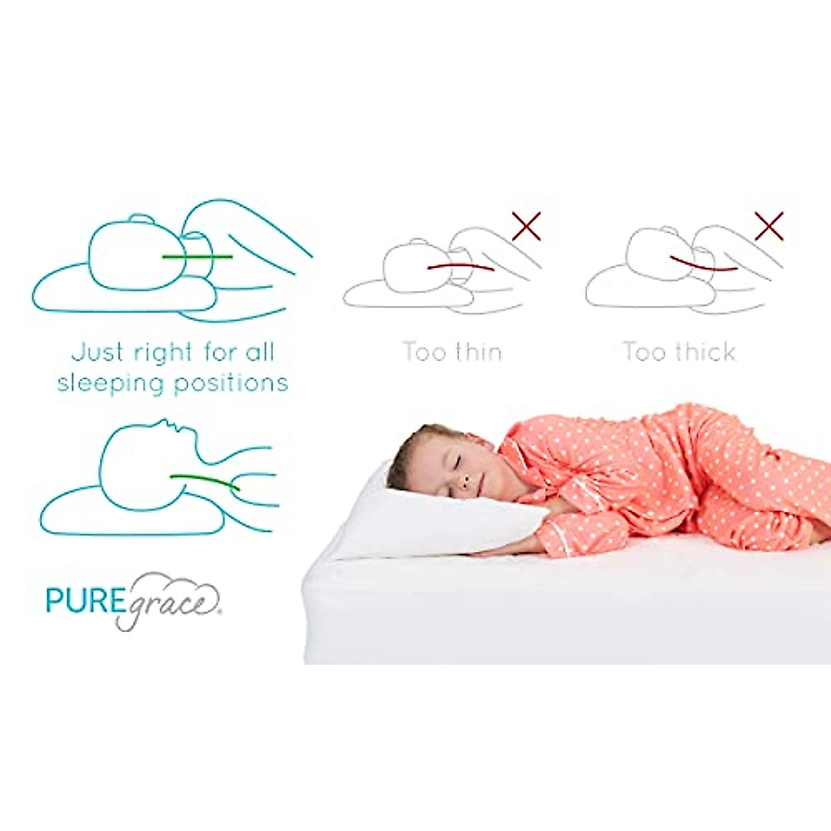 PUREgrace Organic Cotton Toddler Pillow with Pillowcase Natural GOTS Certified - Sensitive Skin Friendly - 100% Eucalyptus Tencel