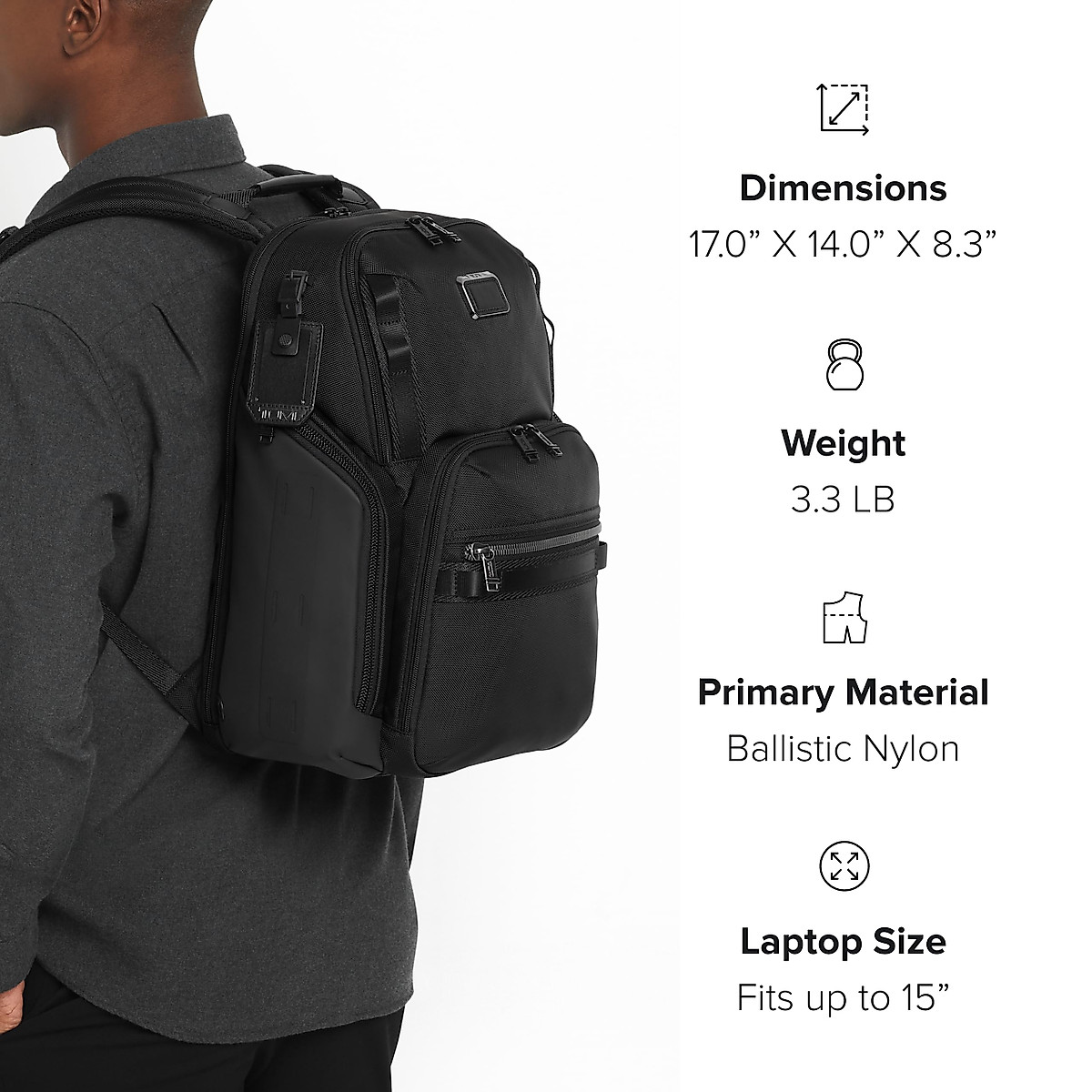 TUMI Men's Search Backpack, Black, One Size