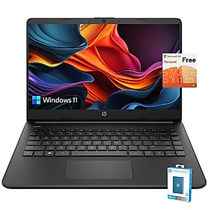HP Latest Stream 14" HD Laptop, Intel Celeron Processor, 8GB Memory, 64GB eMMC Storage, Fast Charge, HDMI, Up to 11 Hours Long Battery Life, Office 365 1-Year, Win 11 S, Microfiber Bundle, Black
