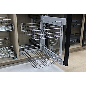 Tuhome Blind Corner Cabinet Organizer Grilled Base Silver X1 UN