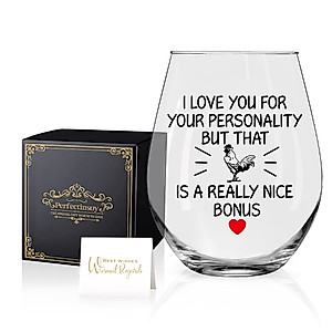 Perfectinsoy I Love You For Your Personality Wine Glass with Gift Box, Funny Birthday Gifts for Wife Husband, Girlfriend, Boyfriend Couple, Happy Anniversary Valentines Day Gifts