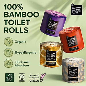 QLE Bamboo Toilet Paper 4 Pack 3 Ply 300 Sheets Bamboo RV Toilet Paper Rolls - Organic Chemical Free Toilet Paper, Hypoallergenic Toilet Paper Bamboo Soft, Compostable Septic Safe Plant Toilet Paper