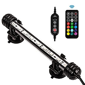 iKefe 7.5" Timer Color Changing LED Fish Tank Aquarium Submersible Light with Remote/Colored Aquarium LED Tank Lights Fixture for Underwater Decorations, Plant Grow, Saltwater Freshwater Fish, KT6007