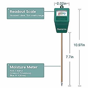 Damsimz Soil Moisture Meter, Plant Moisture Meter, Plant Water Meter Hydrometer for Plants Care, Gardening, Farming, Indoor & Outdoor Plants (No Battery Needed) Green