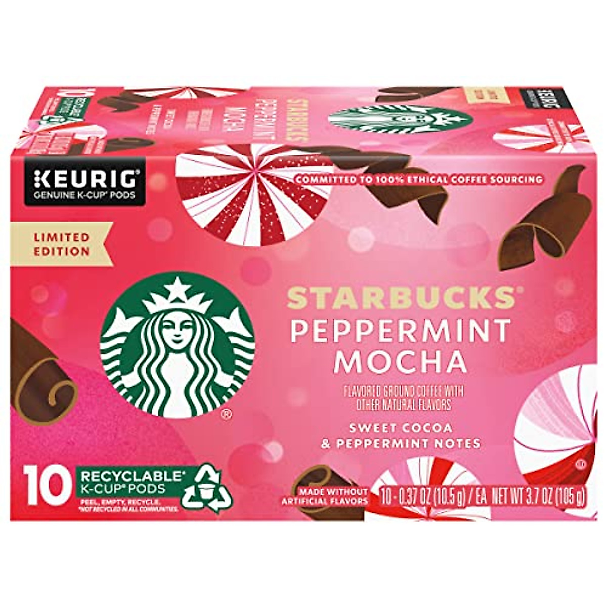Starbucks Flavored K-Cup Coffee Pods (Peppermint Mocha, 10 Count (Pack of 2))