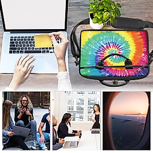 Tie Dye Painting Laptop Computer Bag Waterproof Shoulder Messenger Bag 13-15 inch Durable Laptop Tote Bag with Shoulder Strap Handle Lightweight Crossbody Briefcase