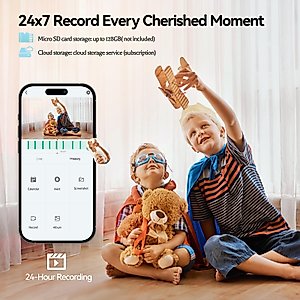 SV3C Indoor Security Camera 2K Pan/Tilt Wireless WiFi Pet Camera Temp & Humidity Cry Noise and Motion Detection, Two Way Audio 2.4G Baby Monitor IR Night Vision Compatible with Alexa