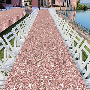 6pcs Pink Rose Gold Birthday Party Tablecloths Rose Gold Sequin Printed Plastic Table Cover Glitter Diamonds Happy Birthday Background for Girls Wedding Graduation Anniversary Indoor Outdoor（Plastic）