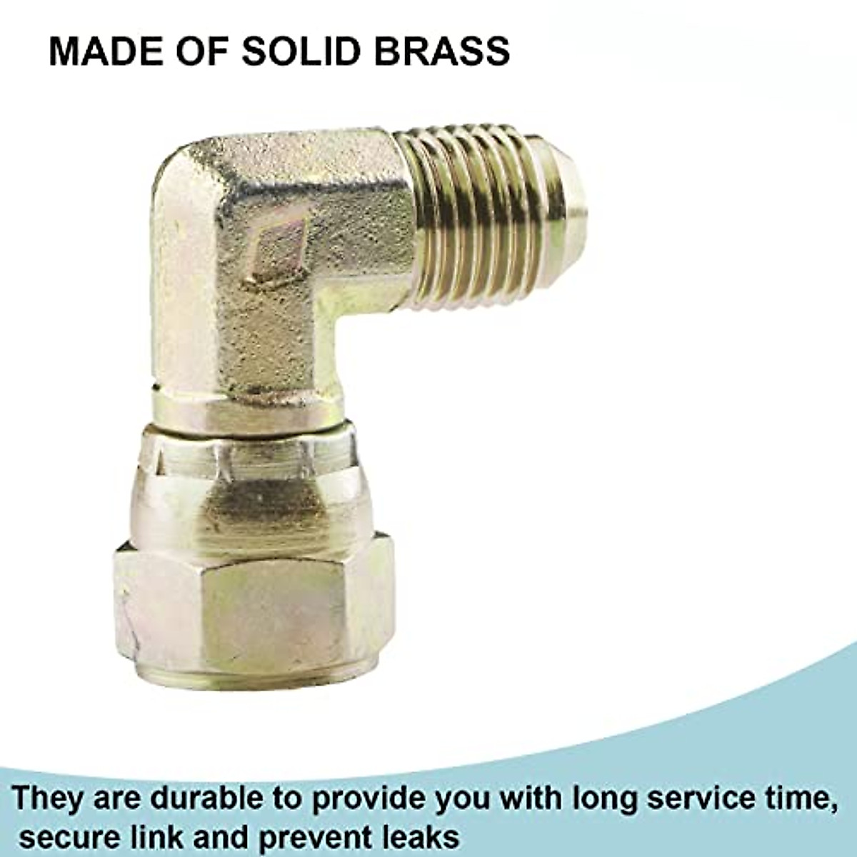 Tsinghwang 5 Pack 90° Elbow Connector for Camco Olympian Low Pressure Wave Heaters, 3/8" Female Swivel Flare x 3/8" Male Flare Propane Gas Water Oil Connector Coupling Fittings