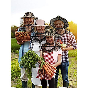 4 Pieces Mosquito Head Mesh Mosquito Cap Net Hat Face Cover with Zipper Foldable Fly Protection Netting Hat for Fishing Hiking Gardening, 4 Colors