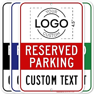 Custom No Parking Sign, Custom Reserved Parking Signs for Business, 10x14 Inches, Rust Free .040 Aluminum, Fade Resistant, Made in USA by My Sign Center (Post Holes)