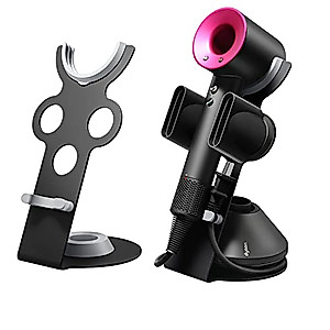 BUBM Hair Dryer Holder for Dyson Supersonic,Aluminum Alloy Bracket Power Plug Holder,Bathroom Organizer for Dyson Hair Dryer Case Black