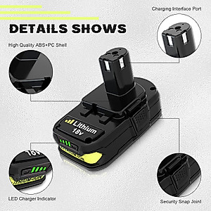 Enermall 2-Pack 3000mAh 18V P102 P108 Li-ion Replacement Battery for Ryobi 18 Volt Lithium-ion Plus Max P103 P105 P107 P109 P104 Compatible with 18Volt Power Cordless Tools