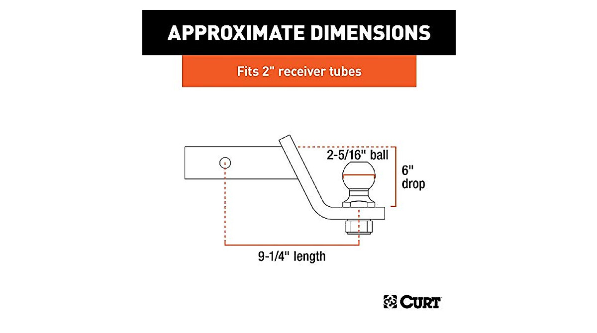 CURT 45065 Trailer Hitch - 7,500 lbs, 6" Drop
