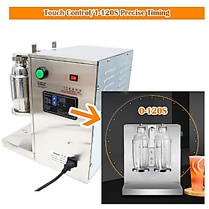 INTBUYING Automatic Milk Tea Shaking Machine Double Stations Bubble Boba Milk Tea Shaker Stainless Steel Electric Milking Tea Mixing Blender with 4 Mugs for Bubble Tea Beverages Coffee