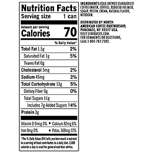 Starbucks - RTD Coffee Nitro Cold Brew, Splash of Sweet Cream, 9.6oz 8pk, Brown