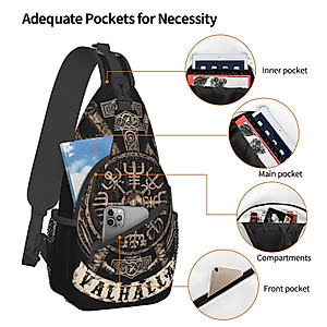 Viking Vegvisir Shield Crossbody Bag Unisex Shoulder Sling Backpack Chest Bag One Strap Backpack Lightweight Travel Hiking Daypack for Men Women Casual Shopping Sport