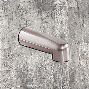 SENTO Slip On Gold Universal Heavy Durable Metal Bathroom Tub Spout Without Diverter, Heavy Duty Metal Bathtub Faucet Without Shower Diverter - 7 Inches 1/2" Copper Pipe, Satin Nickel
