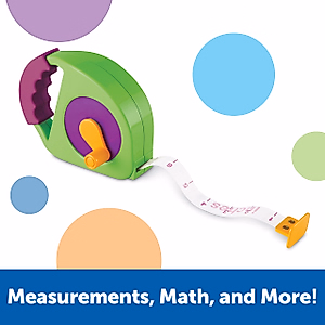 Learning Resources Simple Tape Measure, Ages 3+, Retractable Toy Tape Measure, Measures 4 Feet, Construction Toy for Kids,Back to School