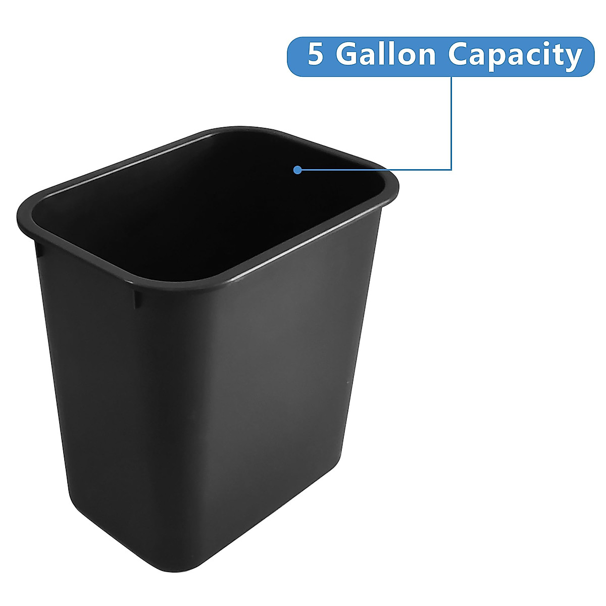 zooyeea Office Trash Can, 5 Gallon Small Trash can, Slim Modern Bin, Black Trash Can, for Office/Bedroom/Kitchen/Bathroom
